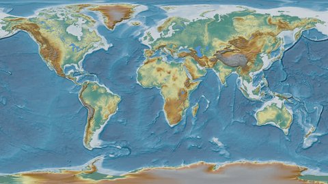 World Map Physical Topographic Vector Detailed Stock Vector (Royalty ...