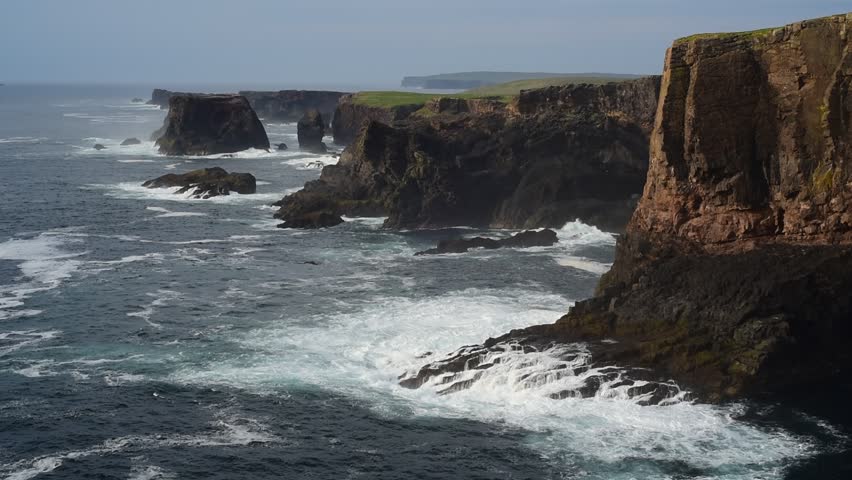 sea stacks cliffs eshaness esha Stock Footage Video (100% Royalty-free ...