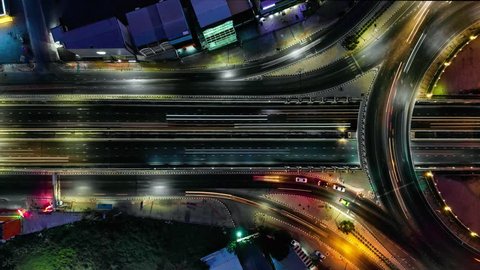 Expressway Night Top View Road Traffic Stock Footage Video (100% ...