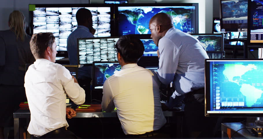 4k Security Surveillance Team Working Stock Footage Video (100% Royalty ...