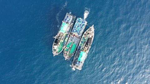Unsustainable Fishing Aerial View Flotilla Large Stock Footage Video ...