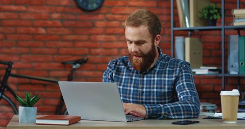 Focused Business Man Entrepreneur Typing On Stock Footage Video (100% ...