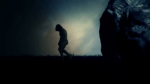 Caveman Stepping Out His Cave On Stock Footage Video (100% Royalty-free ...