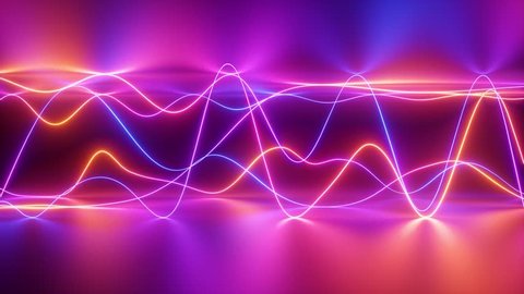 Abstract Neon Wavy Lines Background Signal Stock Footage Video (100% ...