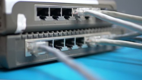 Man Plugging Ethernet Cable Standardized Telecommunication Stock ...