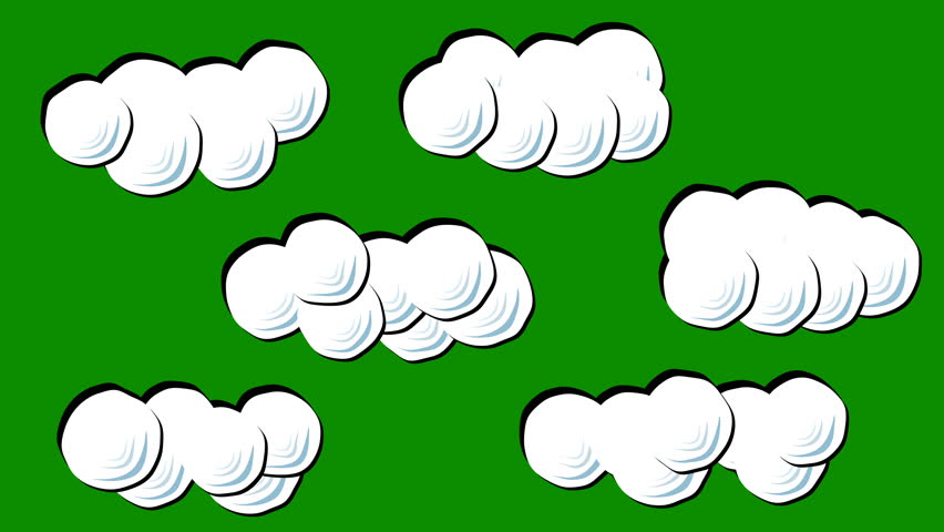 set cartoon clouds animation on green Stock Footage Video (100% Royalty ...