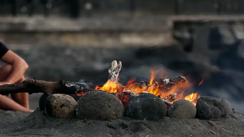 Campfire Camp Fire During Sunset Stock Footage Video (100% Royalty-free ...