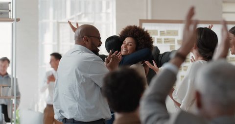 Happy Leader Motivate Diverse Employees Business Stock Footage Video ...