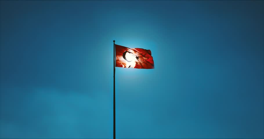 turkish flag waving sky sun turkey Stock Footage Video (100% Royalty ...