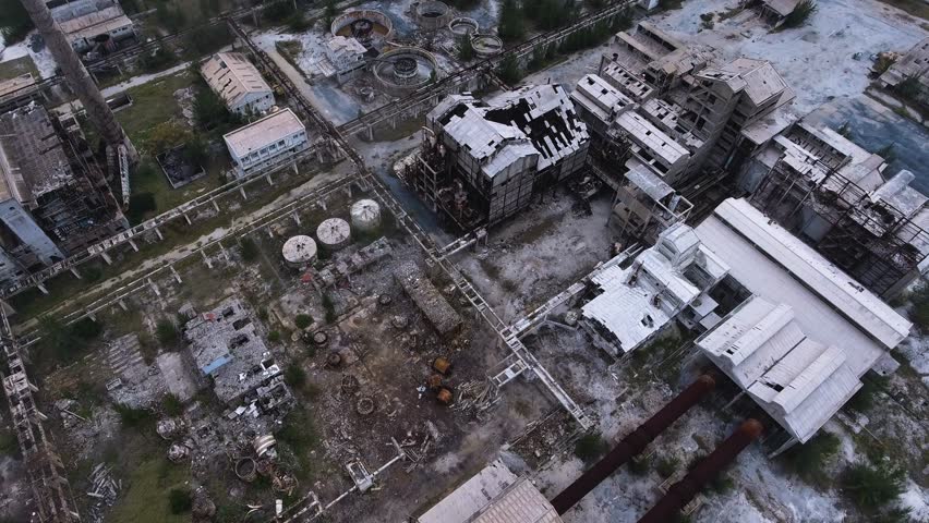 Abandoned Oil Refinery Factory Destroyed Stock Footage Video (100% ...