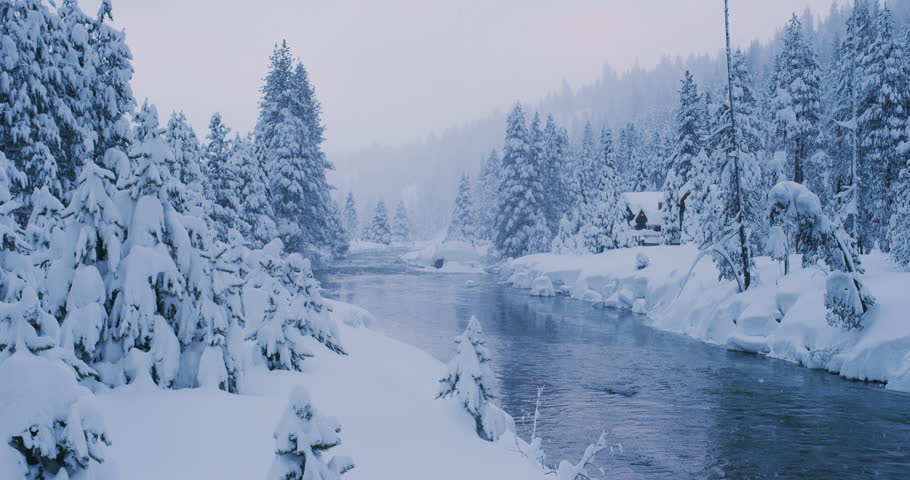 Beautiful Snowy River Forest Scene Stock Footage Video (100% Royalty ...