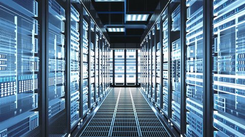 Data Center Walk Through Perfect Seamless Stock Footage Video (100% ...