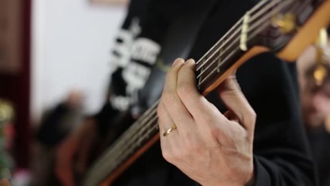 Bass Player On His Instrument Stock Footage Video (100% Royalty-free ...