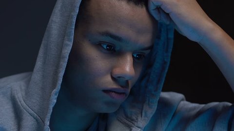 Sad Man Worried Looks Wistfully Window Stock Footage Video (100% ...