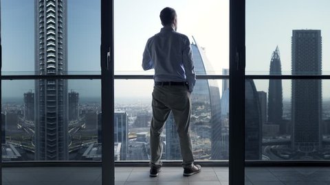 Back View Thoughtful Businessman Wearing Suit Stock Footage Video (100% ...