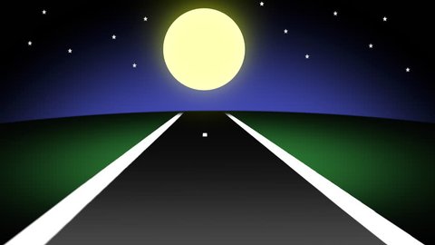 ride through cartoon style highway night Stock Footage Video (100% ...
