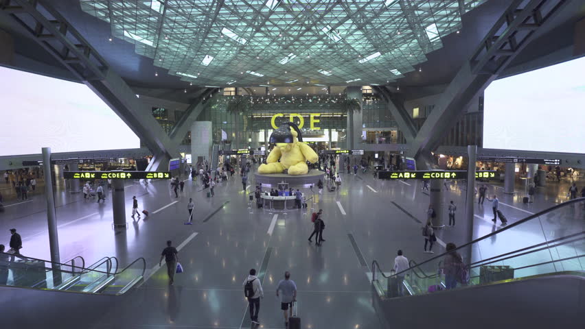 doha airport terminal building hall - Stock Footage Video (100% Royalty ...