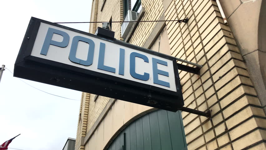 generic police station sign establishing exterior Stock Footage Video ...