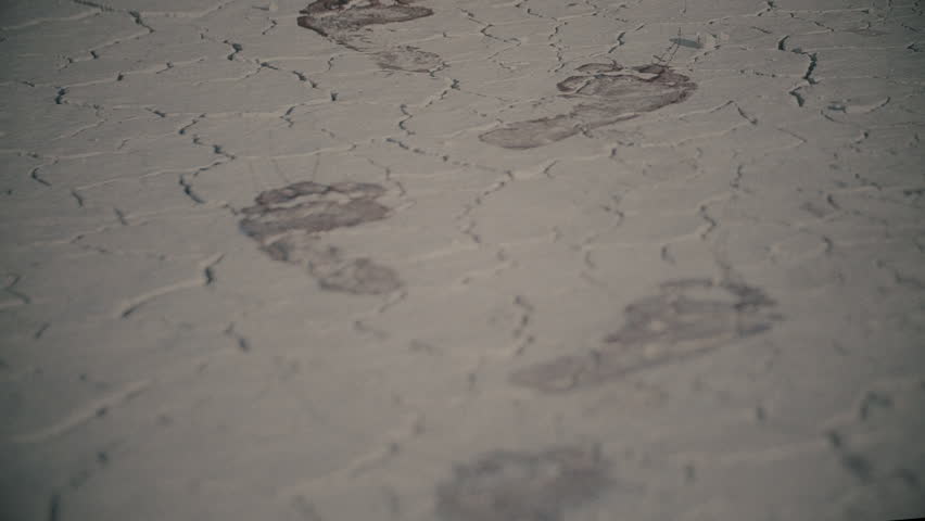 Bloody Footsteps Marks Dry Lake Desert Stock Footage Video (100% ...