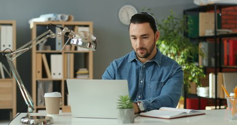 Focused Business Man Entrepreneur Typing On Stock Footage Video (100% ...