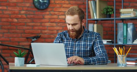 Focused Business Man Entrepreneur Typing On Stock Footage Video (100% ...