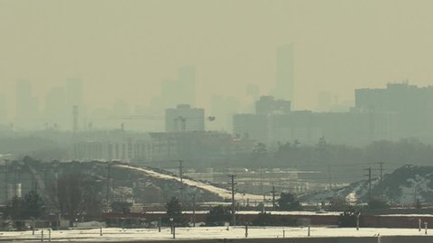 Drone Shot Industrial Zone Thick Smog Stock Footage Video (100% Royalty ...