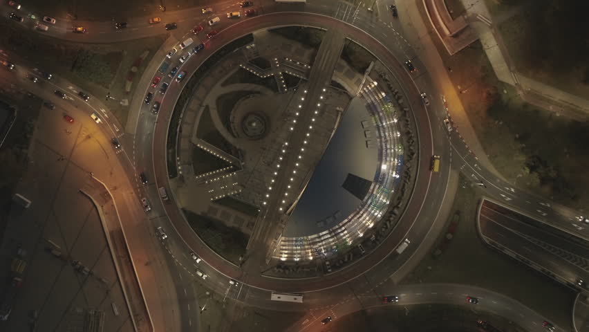 aerial drone view roundabout tram station Stock Footage Video (100% ...
