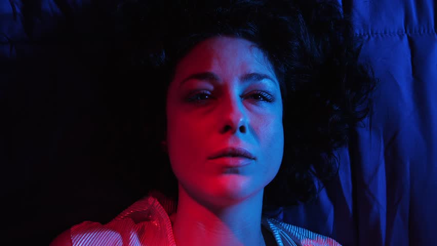 Sad Scared Woman Crying Lying Stock Footage Video (100% Royalty-free ...