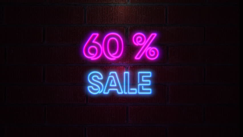 60 sale neon light on brick Stock Footage Video (100% Royalty-free ...