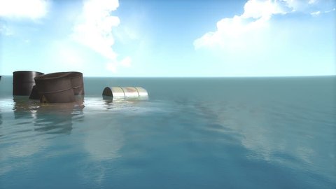 Toxic Waste Barrels Floating On Water Stock Footage Video (100% Royalty ...