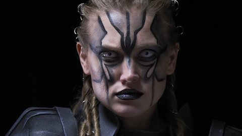 Creepy Female Alien Long Hair Face Stock Footage Video (100% Royalty ...