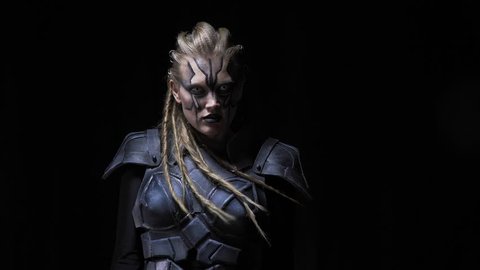 Creepy Alien Dreadlocks Armor Quickly Turning Stock Footage Video (100% ...