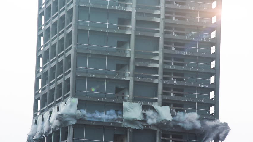 Skyscraper Demolition Blast. Building Collapsing 스톡 동영상 비디오(100% 로열티 프리 ...