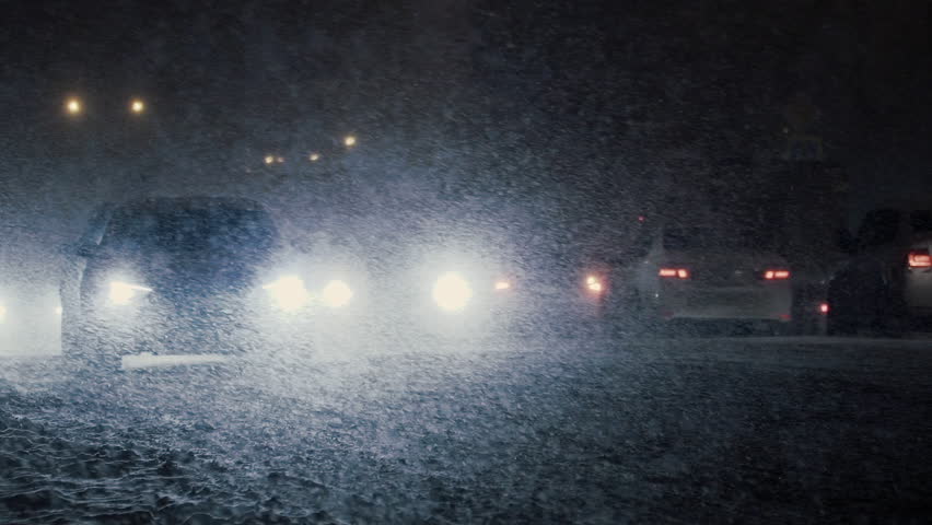 Night City Traffic, Epic Snow Stock Footage Video (100% Royalty-free ...