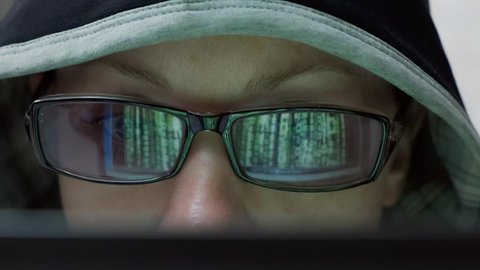 Reflection Computer Screen Glasses Hacker Female Stock Footage Video ...