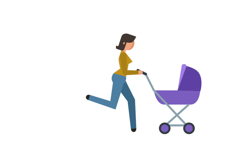 stick figure pictogram girl run pram Stock Footage Video (100% Royalty ...