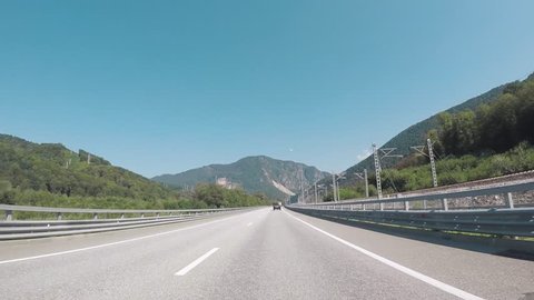 Driving On Highway Front View Camera Stock Footage Video (100% Royalty ...