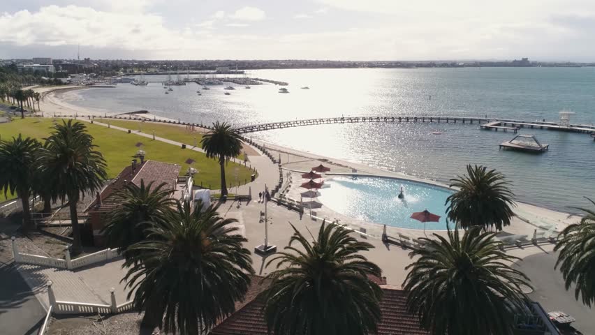 Geelong Waterfront Aerial View Stock Footage Video (100% Royalty-free ...