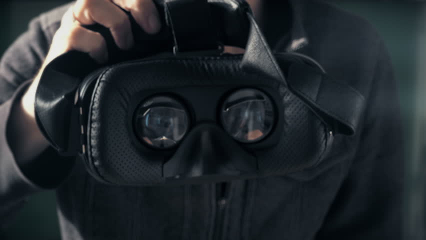 putting on vr headset entering augmented Stock Footage Video (100% ...