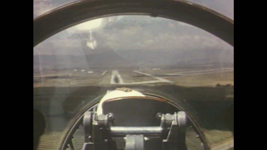 1990s pilot aircraft's cockpit prepares land Stock Footage Video (100% ...