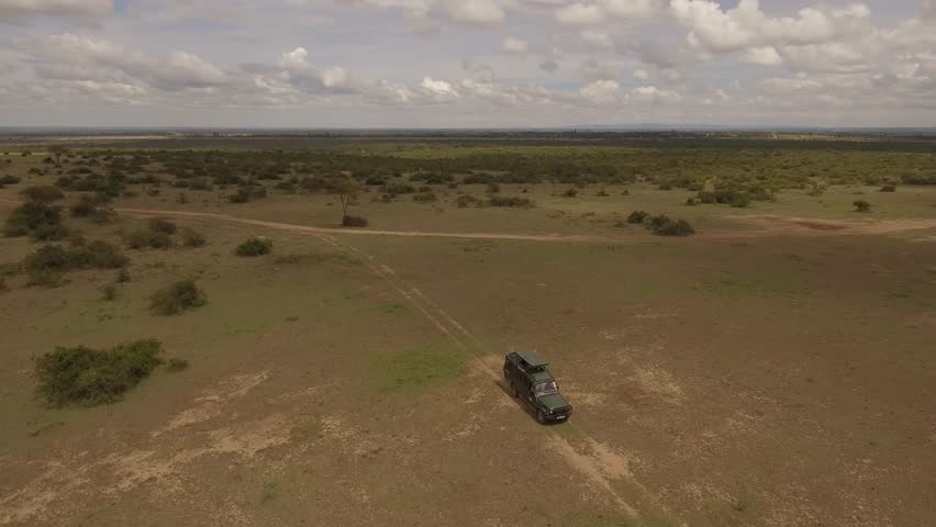 aerial frontal shot safari car driving Stock Footage Video (100% ...
