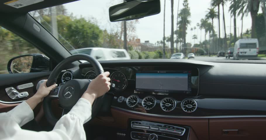 Woman Driving Mercedes Benz E-class Stock Footage Video (100% Royalty ...