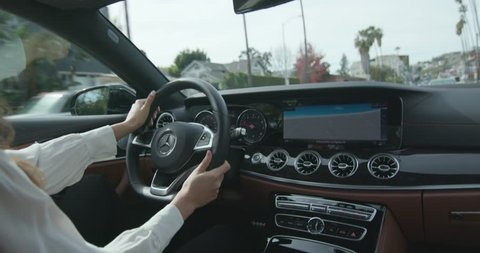 Woman Driving Mercedes Benz Eclass Coupe Stock Footage Video (100% ...