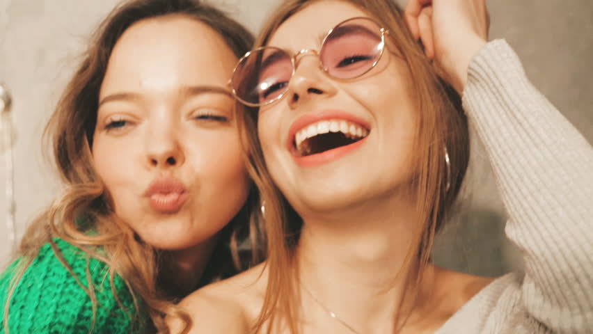 Two Beautiful Smiling Girls in Stock Footage Video (100% Royalty-free ...