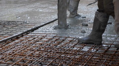 Pouring Concrete Floors High Rise Condo Stock Footage Video (100% ...