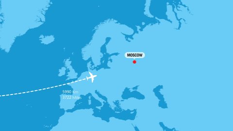 New York Moscow Flight Travel Route Stock Footage Video (100% Royalty ...