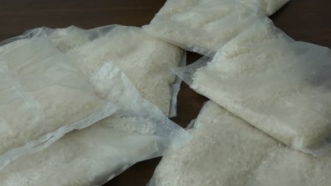 Quick Cooking Rice Bag Rice Packed Stock Footage Video (100% Royalty ...