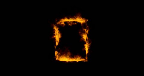 Fire Frame Window Action Vfx Alpha Stock Footage Video (100% Royalty ...