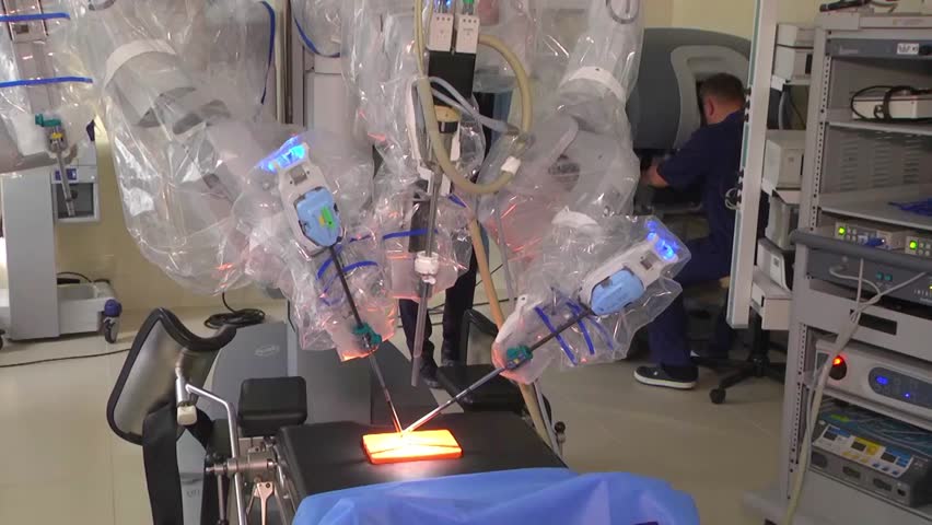 medical robot operation involving robotic surgery Stock Footage Video ...