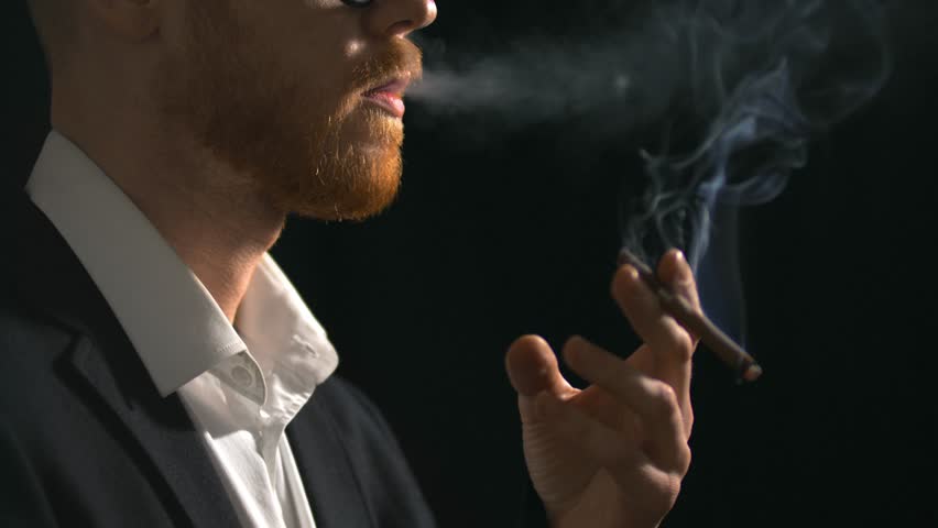Successful Businessman Smoking Cigarette Isolated On Stock Footage ...